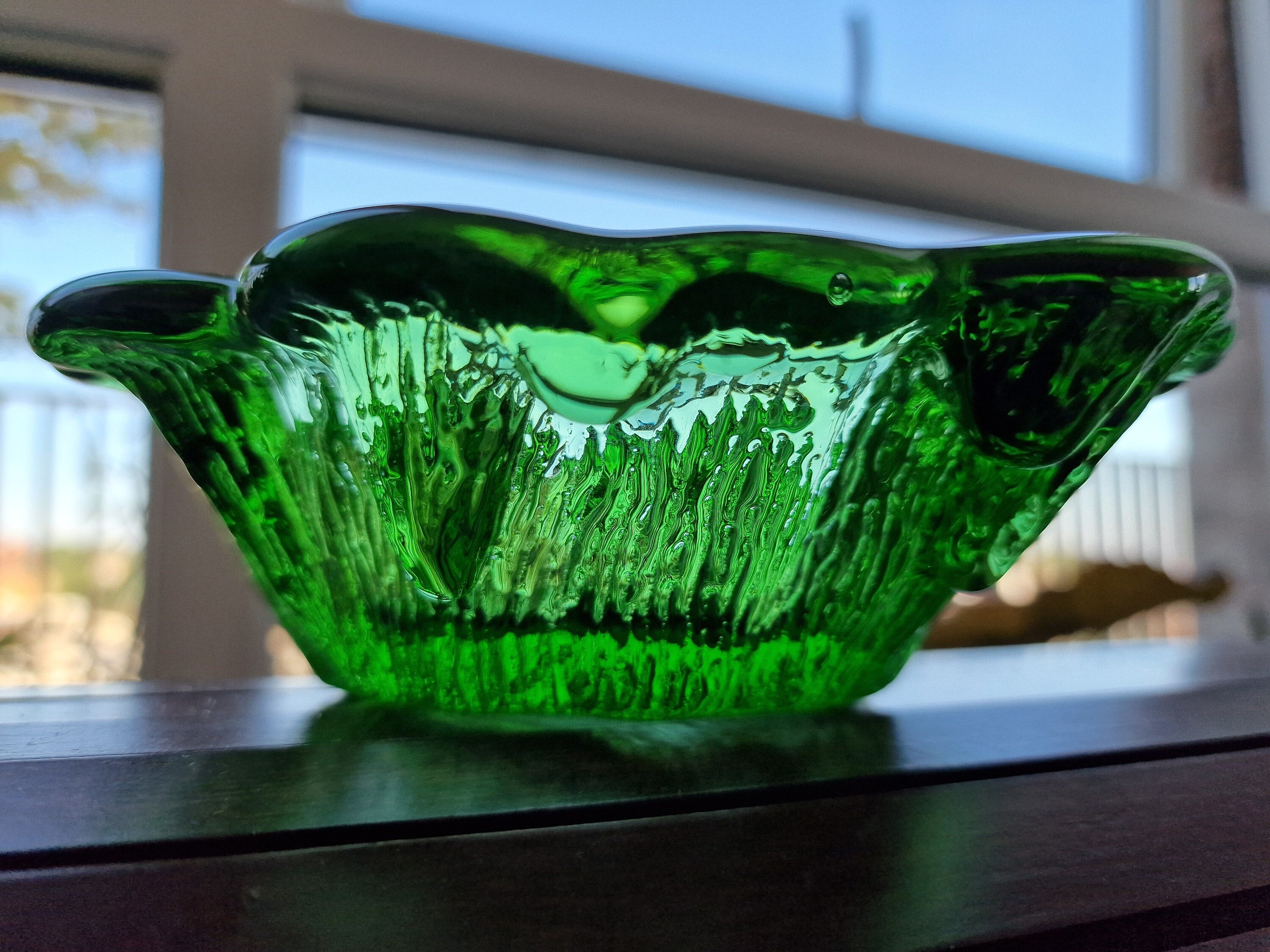 Blenko 'melting Ice' Emerald Crystal Glass Bowl/dish Designed by Don ...