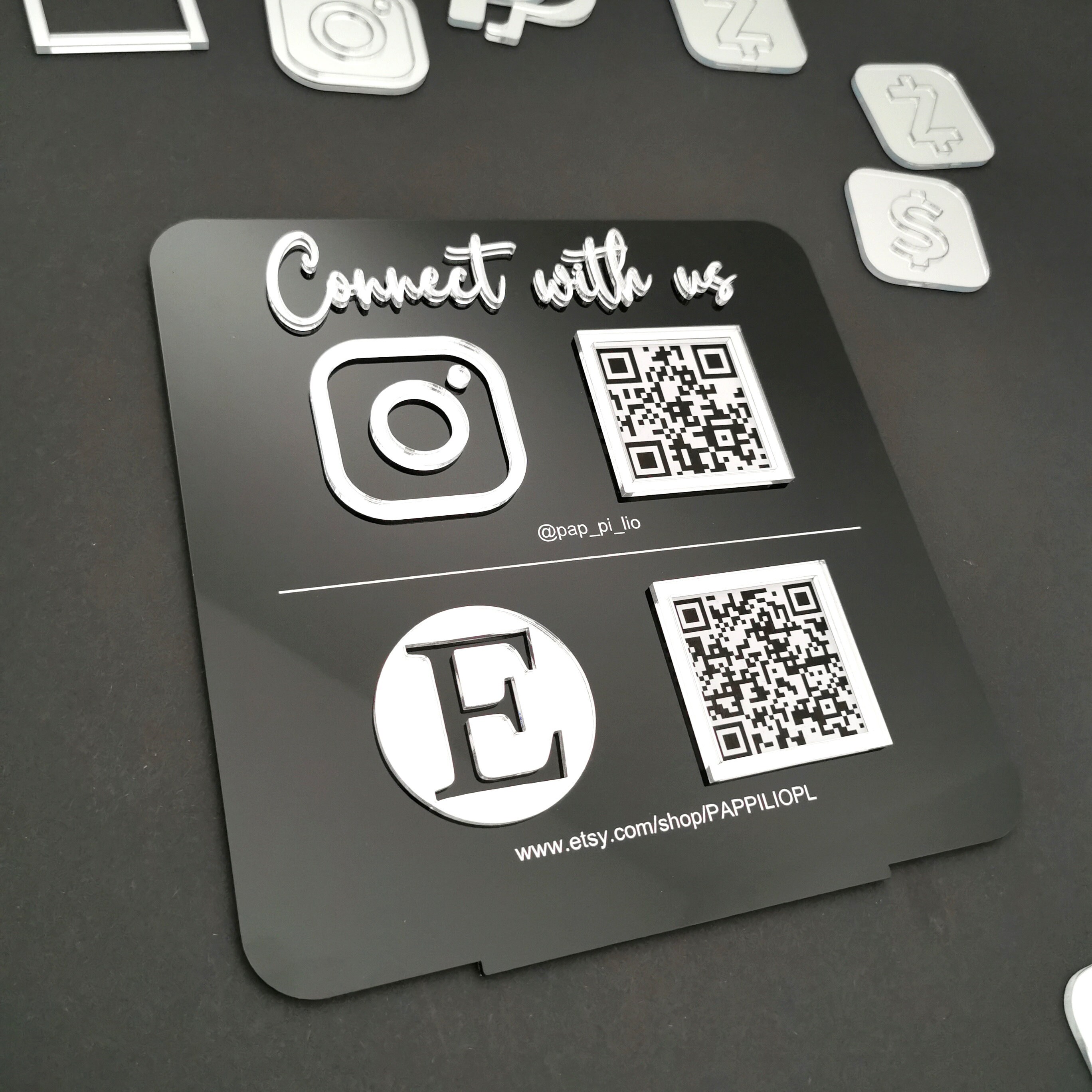 Acrylic Social Media Icons for DIY Business Sign, QR Code Shape, Logo ...