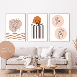 Boho Line Art Wall Decor Set Printable Wall Art Set of 3 - Etsy