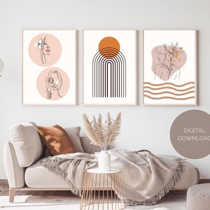 Boho Line Art Wall Decor Set Printable Wall Art Set of 3 - Etsy