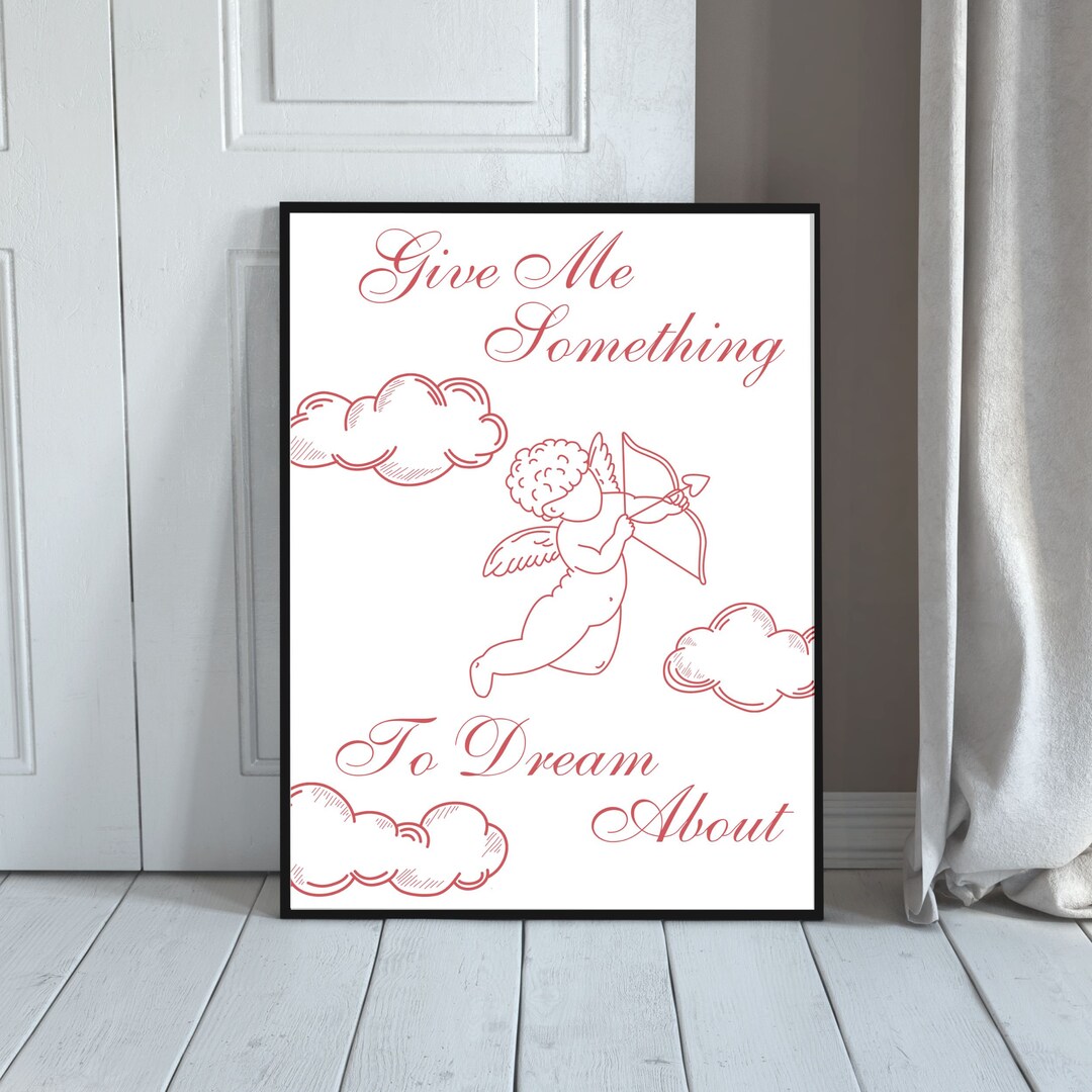 Red Retro Aesthetic Love Cupid Poster, Angel Wall Art, Cute Poster ...