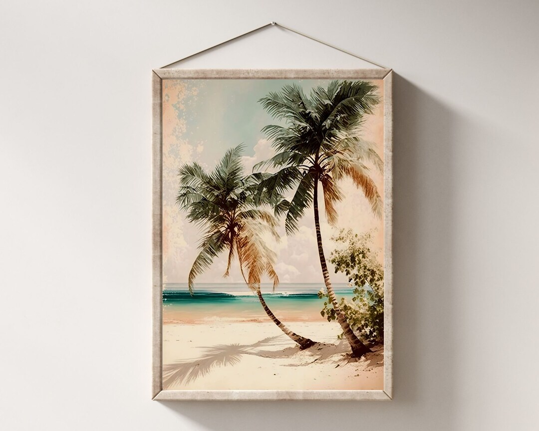Tropical Beach Print - Serene Palm Tree Wall Art for a Relaxing Beach ...