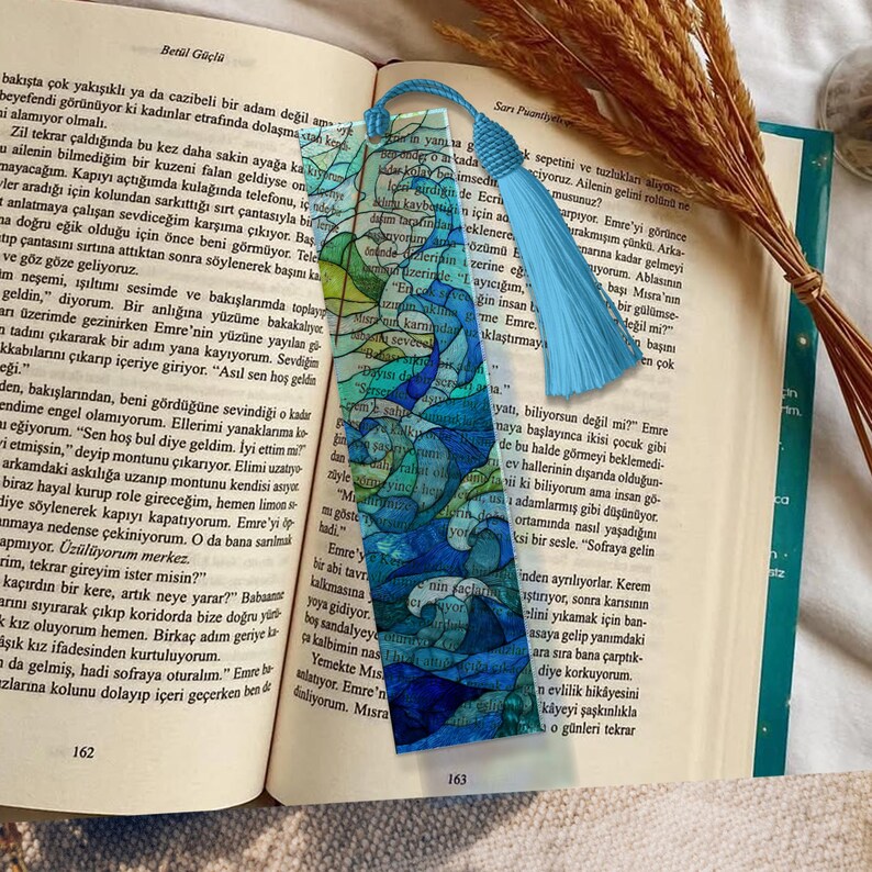 Abstract Ocean Wave Stained Glass Bookmark – Custom Handmade Bookmark ...
