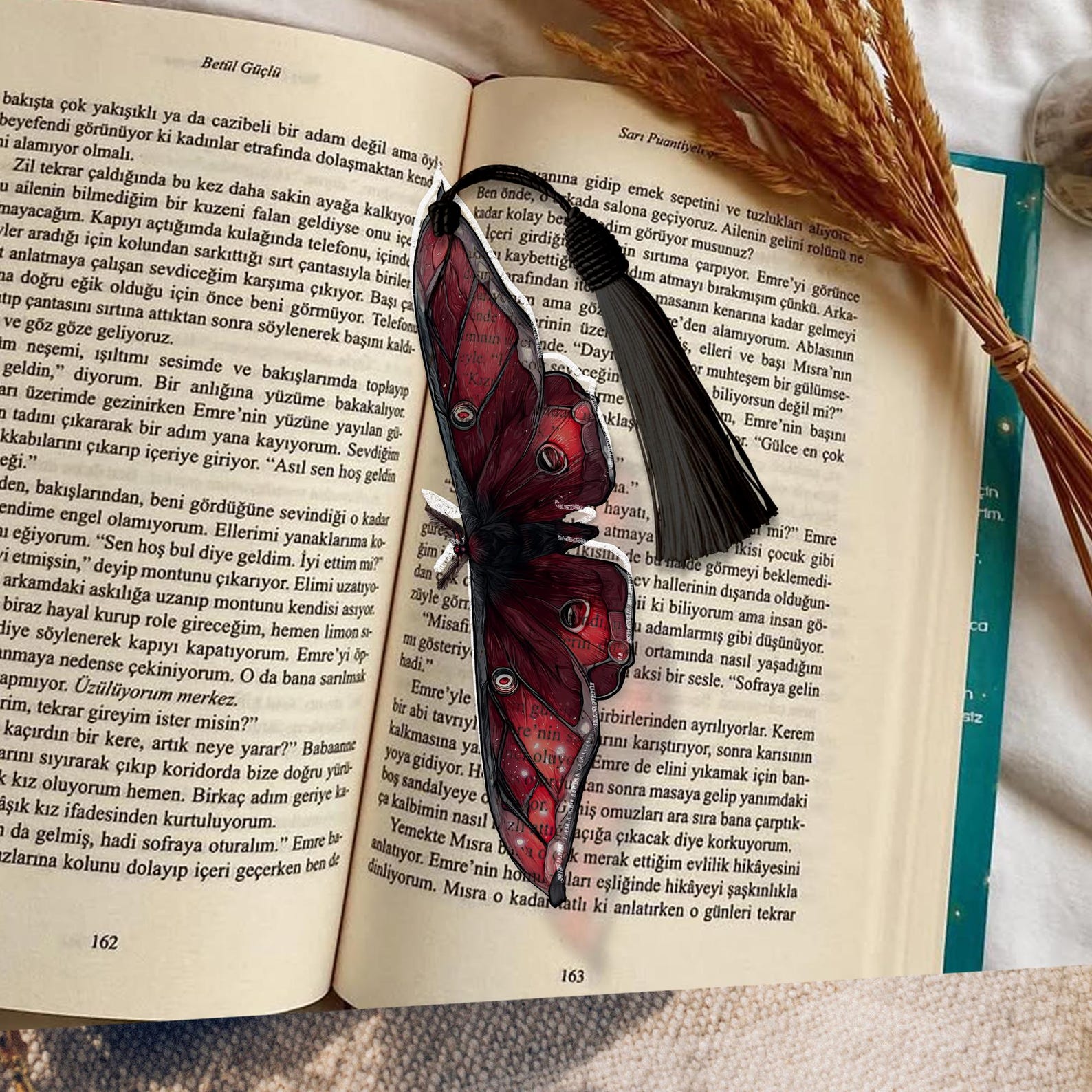 Red Luna Moth Stained Glass Bookmark, Gothic Moth Page Marker, Mystic ...