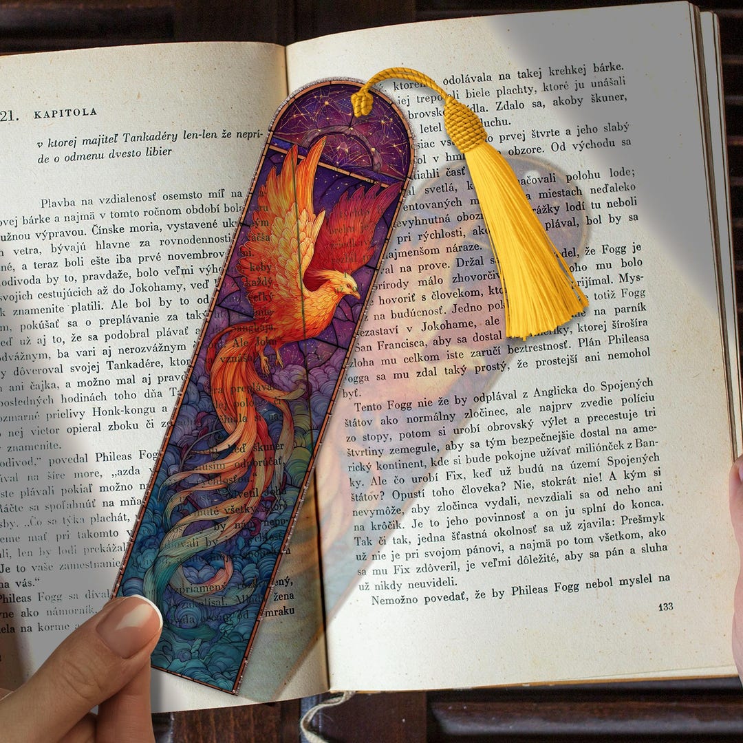 Fire Phoenix Stained Glass Bookmark – Custom Personalized Bookmark PNG ...