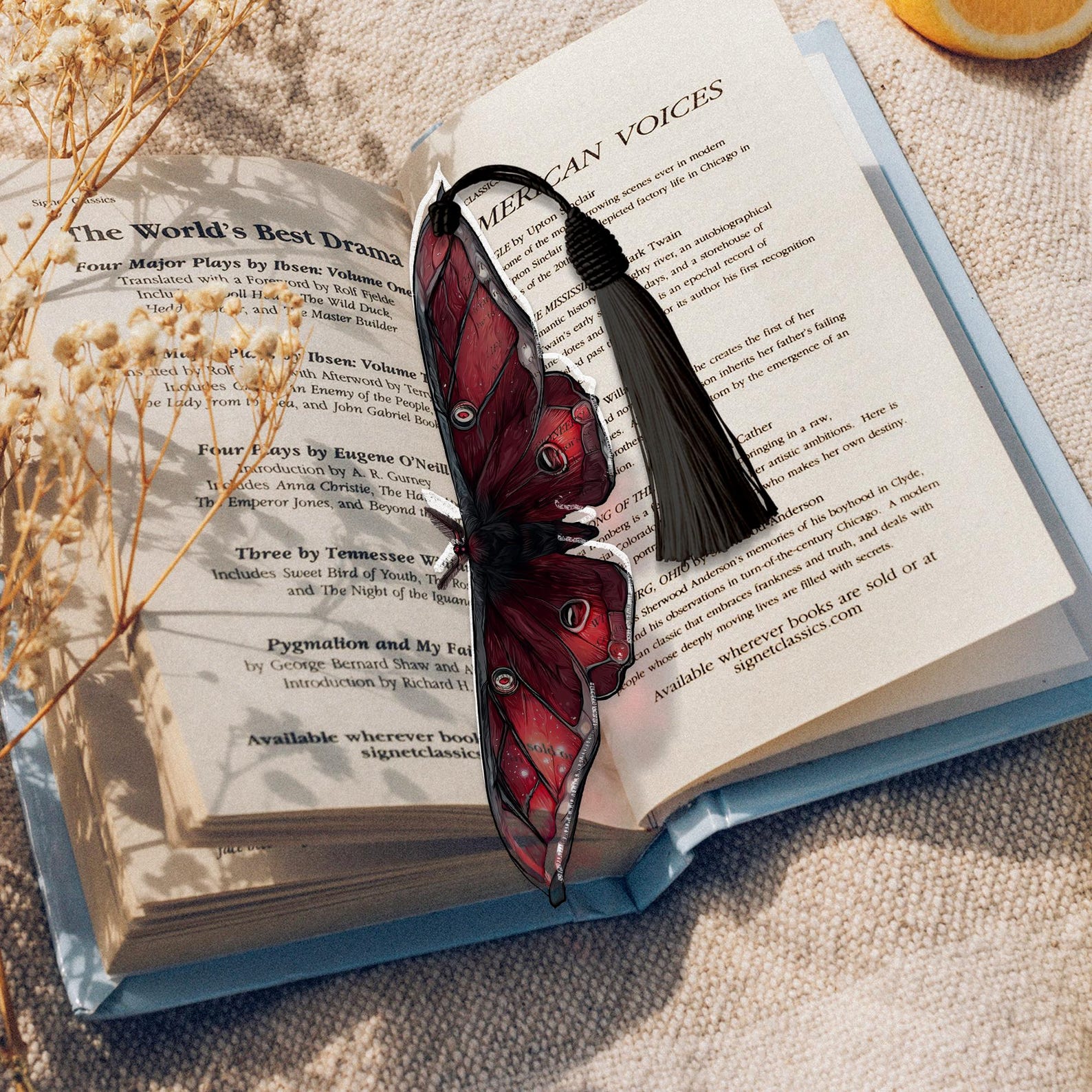 Red Luna Moth Stained Glass Bookmark, Gothic Moth Page Marker, Mystic ...