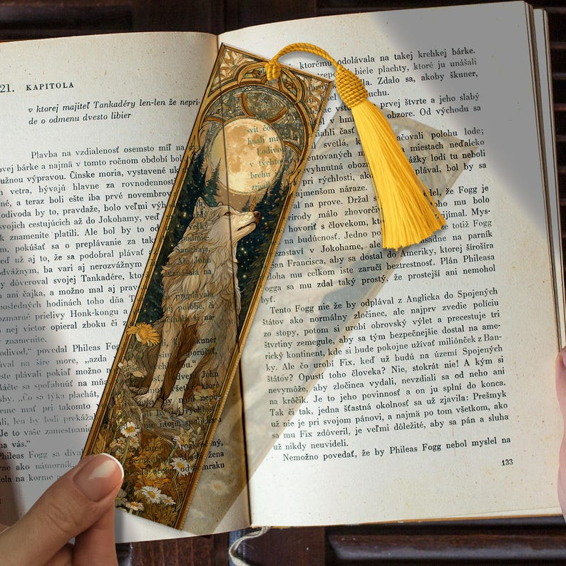 Whimsical Woodland Wolf Stained Glass Bookmark – Fantasy Wolf Acrylic ...