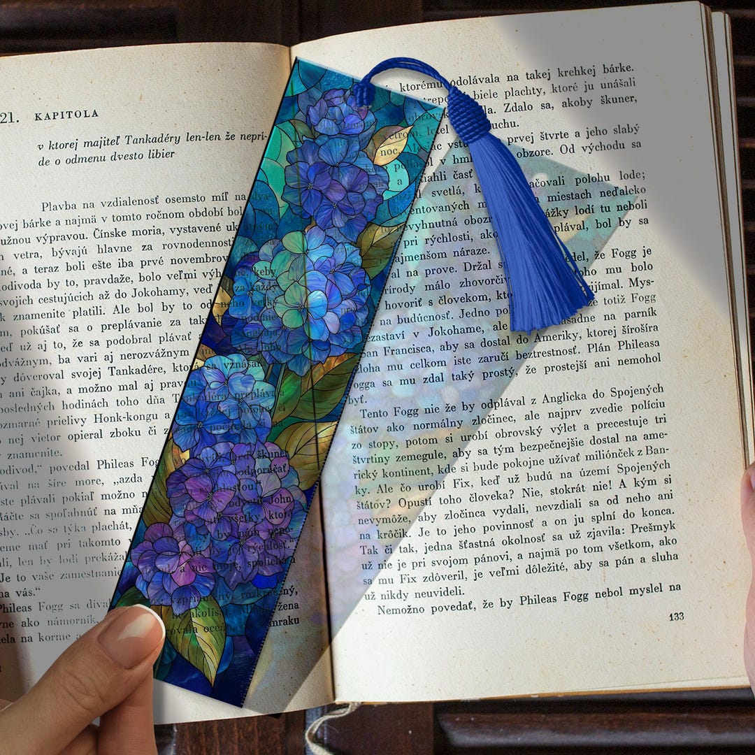 Hydrangea Stained Glass Bookmark – Custom Handmade Bookmark PNG ...