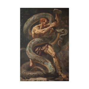 Hercules and the Snake, Epic Ancient Greek Myth Oil Painting Canvas ...