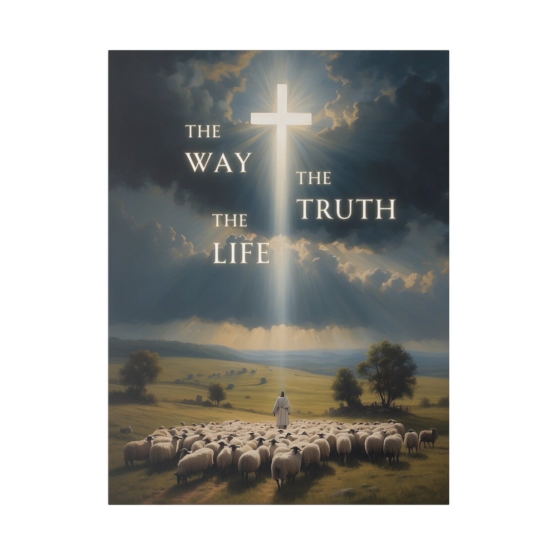 Jesus Guiding the Flock, the Way, the Truth, the Life, Canvas Christian ...