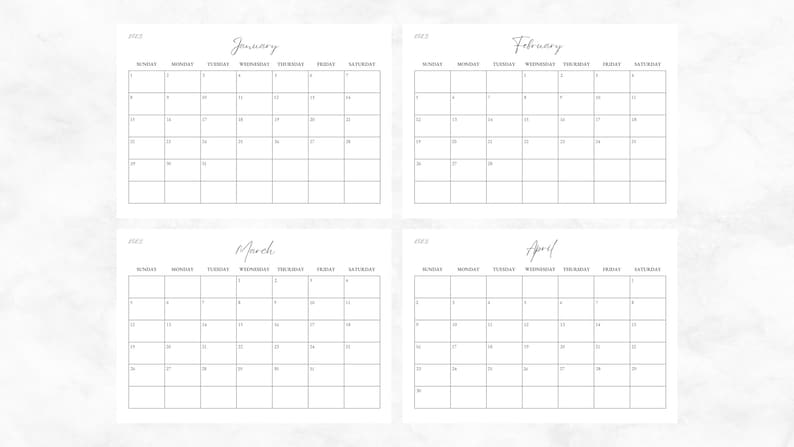 2023 Monthly Calendar 2023 Monthly Planner Printable Calendar Sunday ...