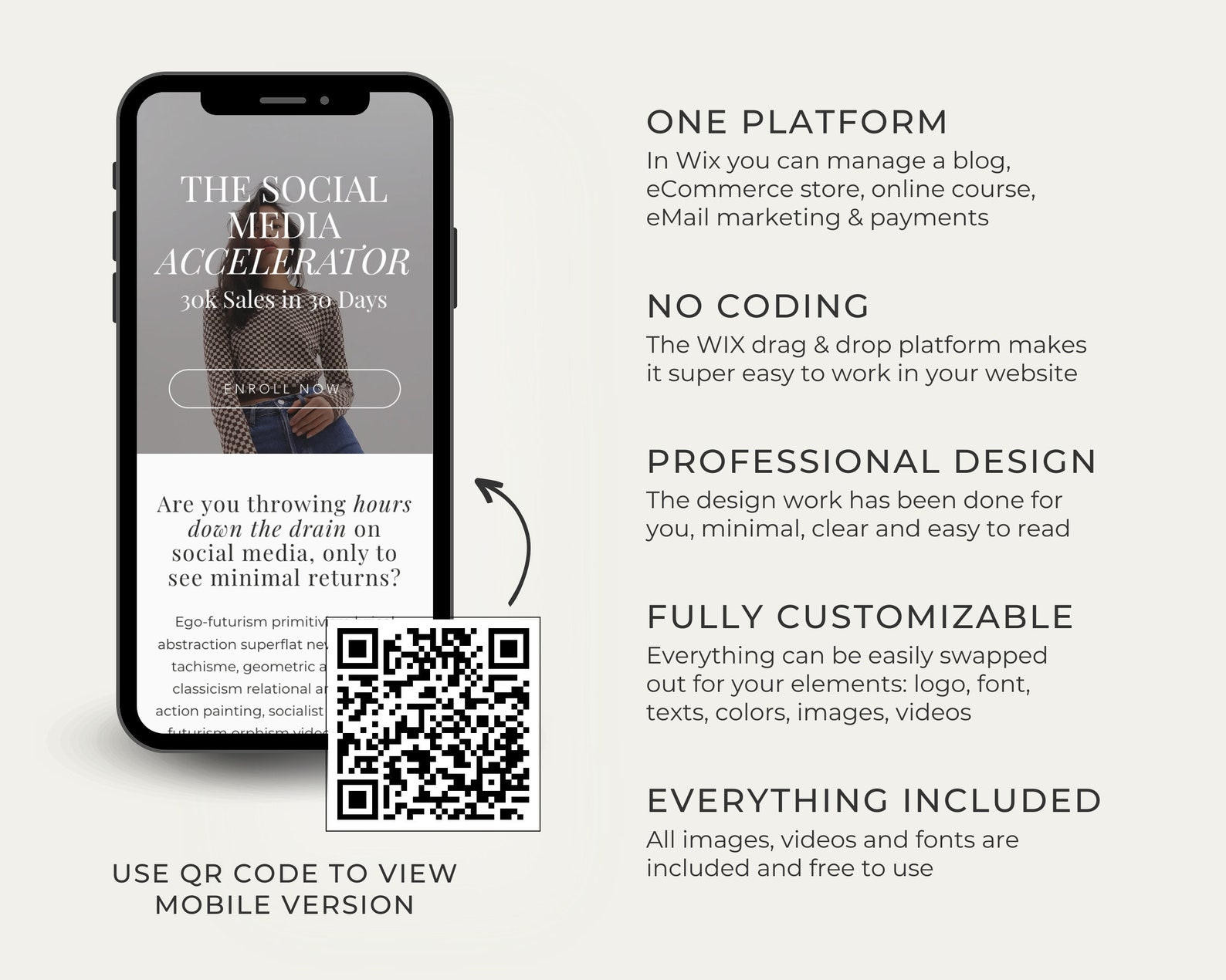 Minimal WIX Sales Page Website Template Wix Coach Template Business Website Design Course ...