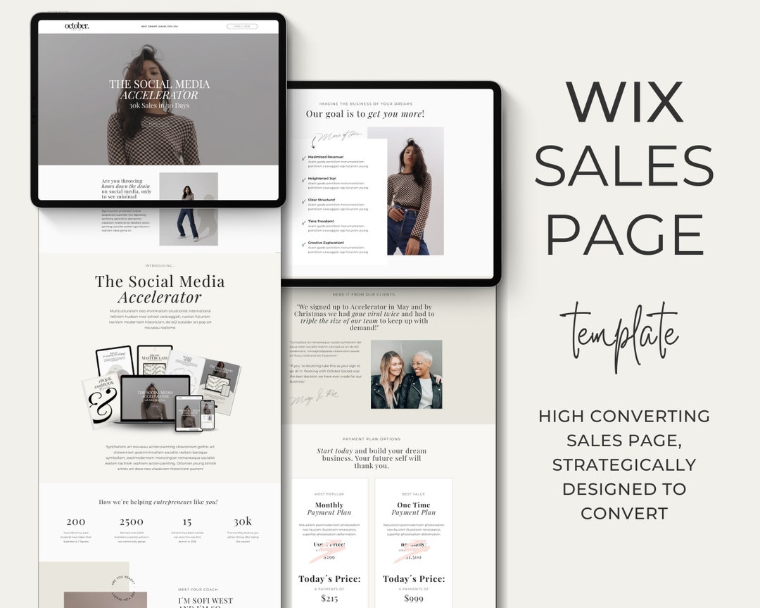 Minimal WIX Sales Page Website Template Wix Coach Template Business ...