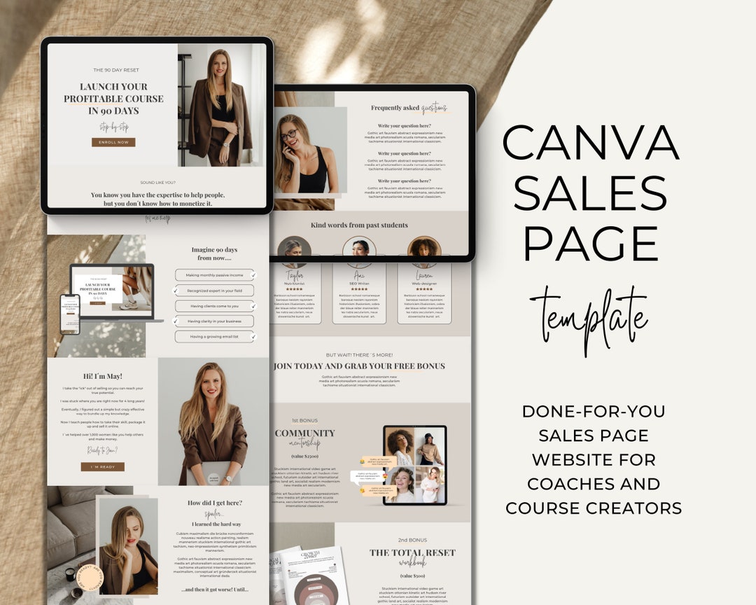Canva Sales Page Template Coaching Course Sales Page Sales Funnel ...
