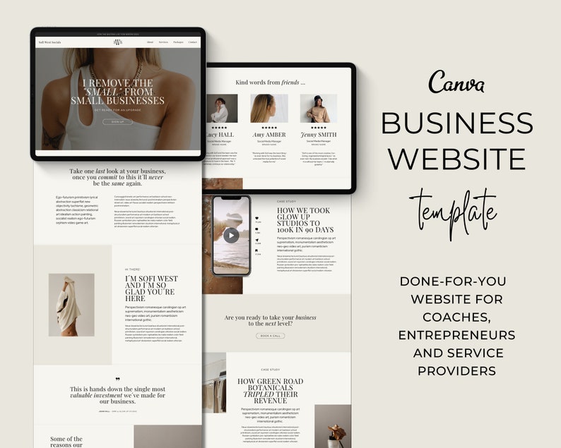 Minimal Canva Website Template Beige Aesthetic Business - Etsy