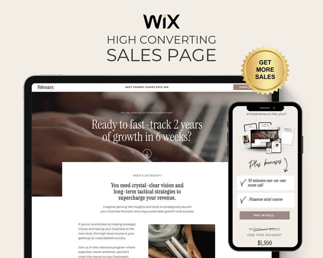 Wix Premium Sales Page Website Template Wix Coach Template Business ...