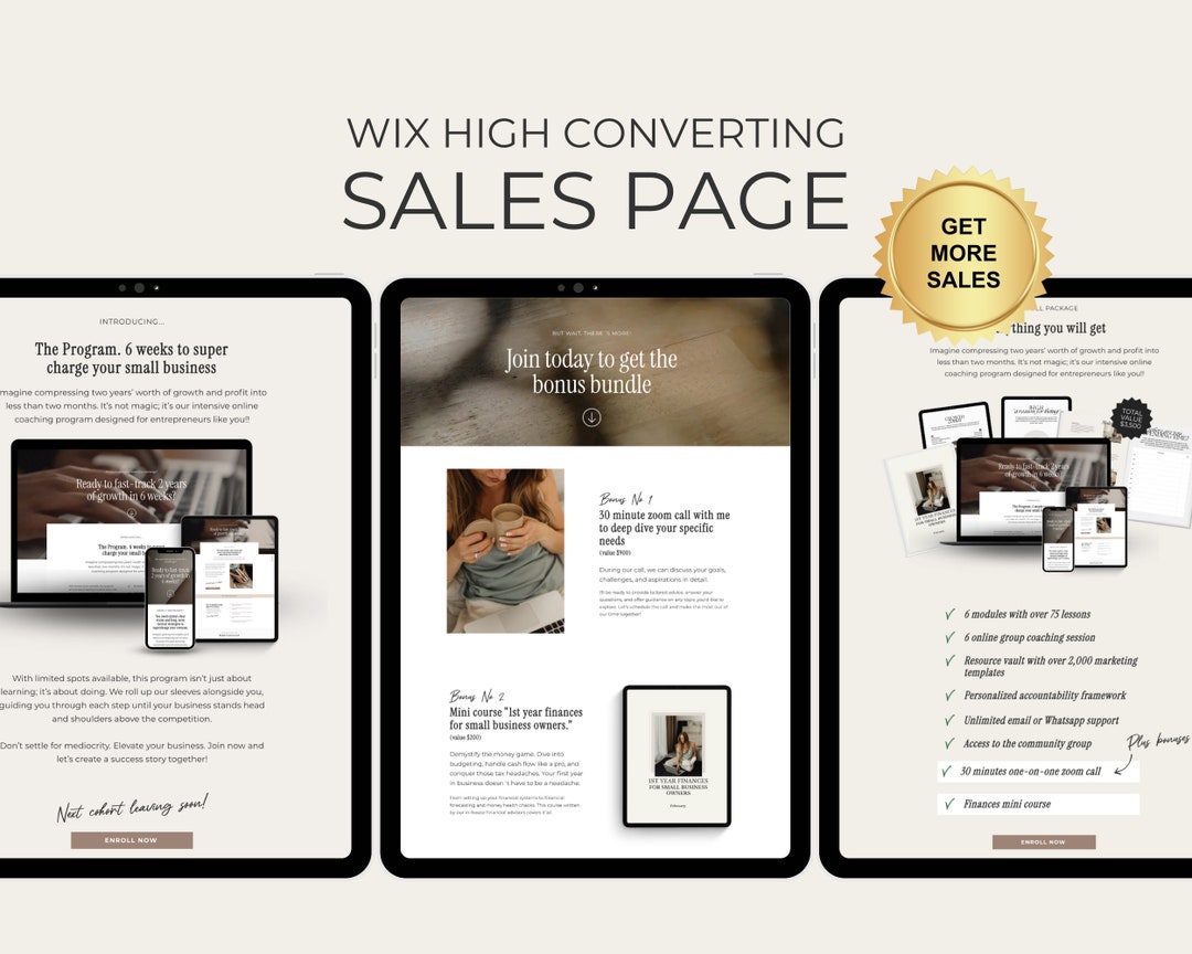Premium WIX Sales Page Website Template Wix Coach Template Business ...