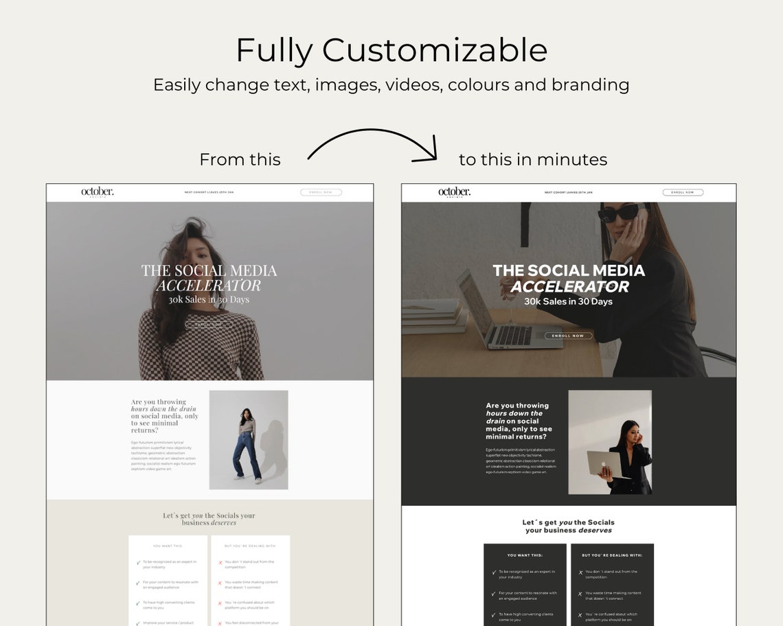 Minimal WIX Sales Page Website Template Wix Coach Template Business ...