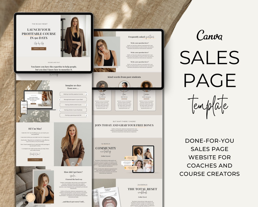 Canva Sales Page Template Coaching Course Sales Page Sales - Etsy