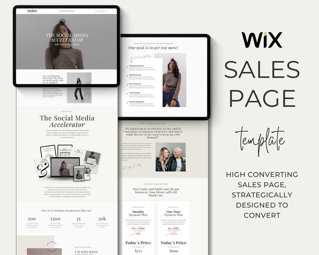 Minimal WIX Sales Page Website Template Wix Coach Template Business ...
