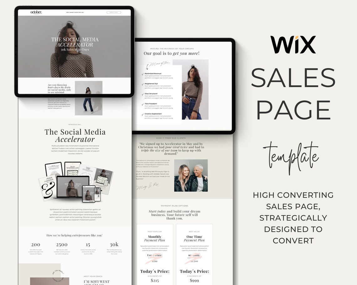 Minimal WIX Sales Page Website Template Wix Coach Template Business Website Design Course ...