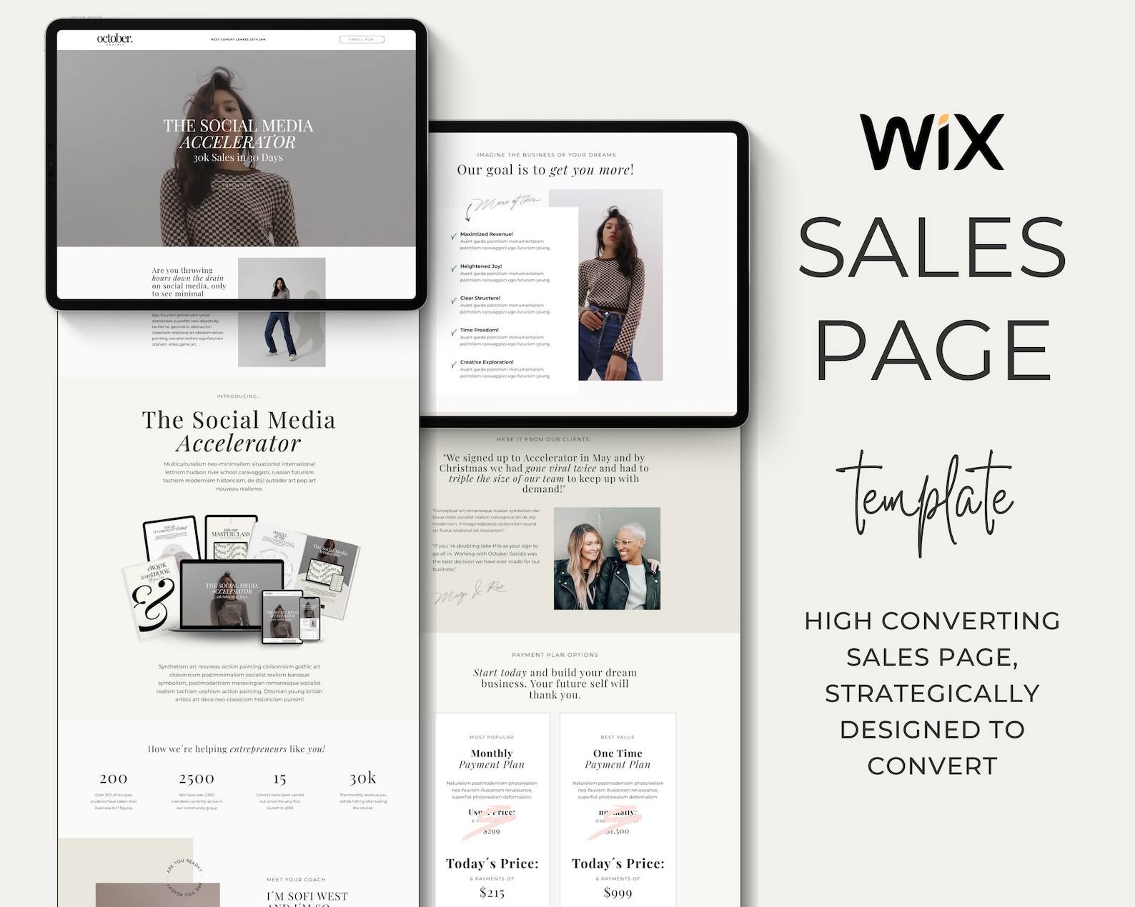 Minimal WIX Sales Page Website Template Wix Coach Template Business Website Design Course ...