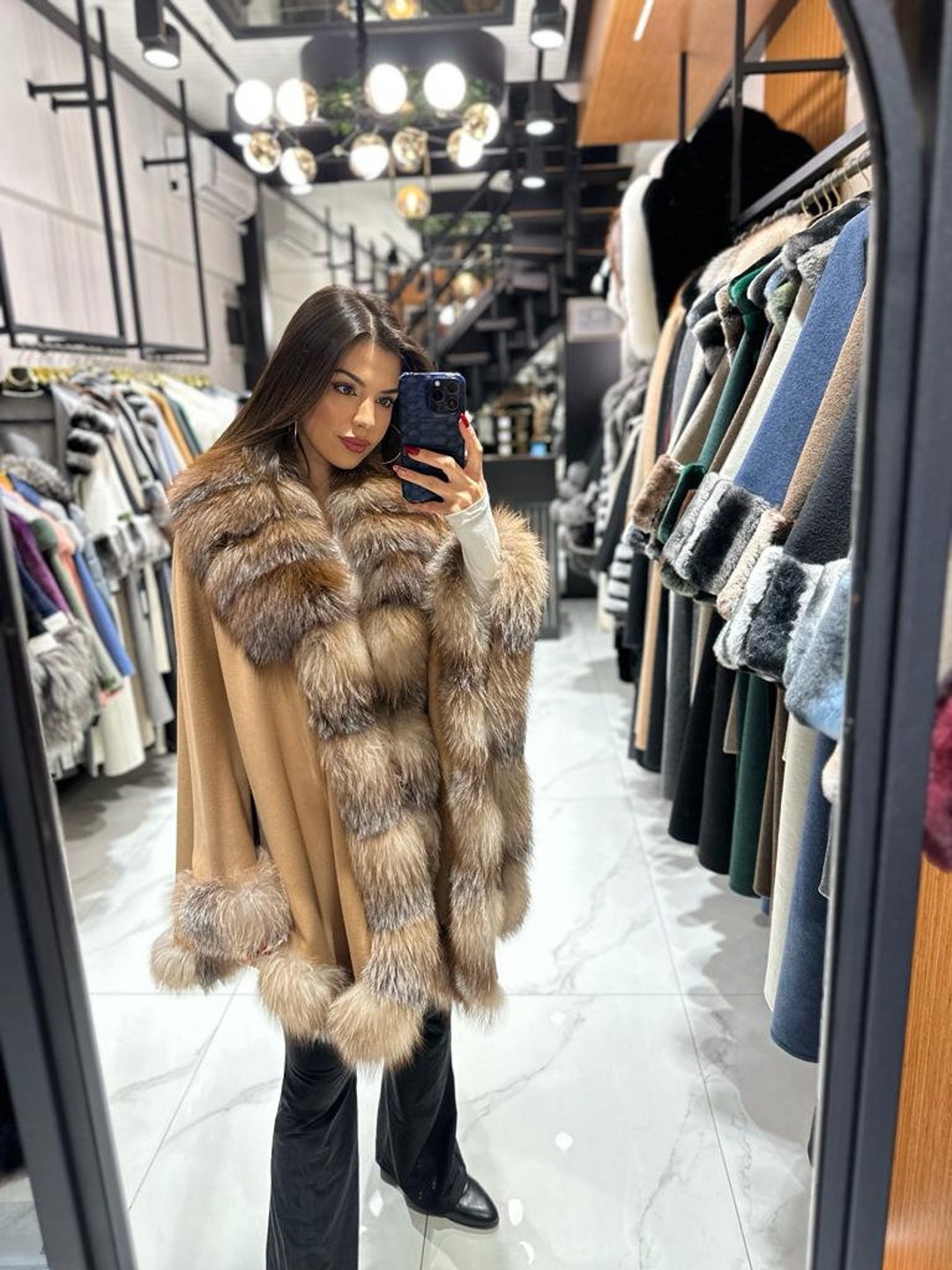 Real Fox Fur Cape Model/one Size Fits All /camel Colour Stylish ...