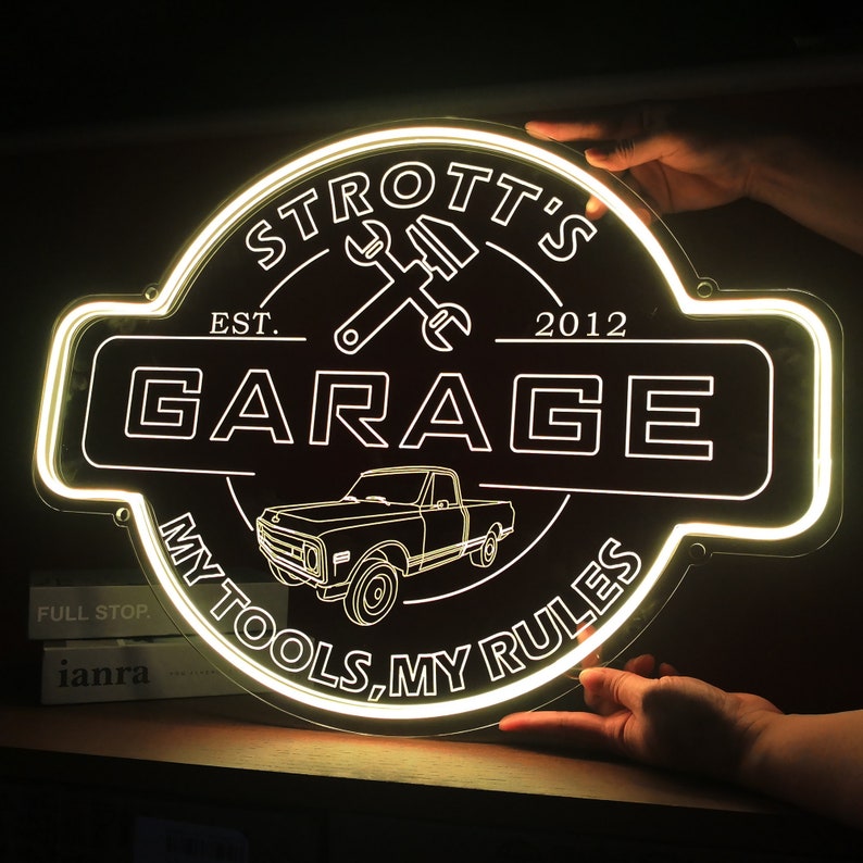 Garage Signcustom Neon Garage Signs, Personalized Light up Garage Signs ...