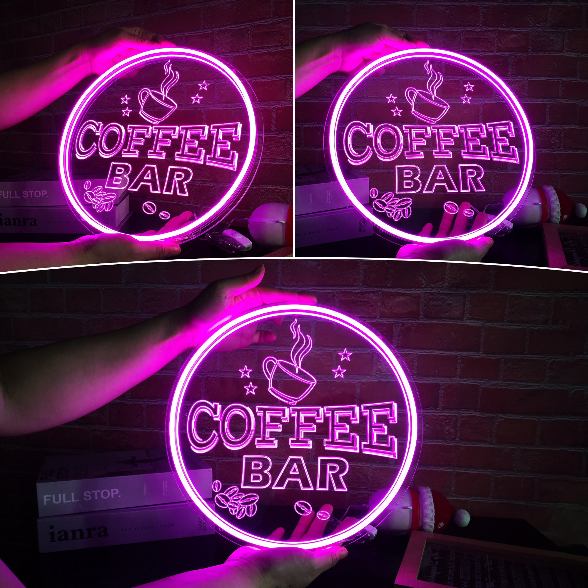 Coffee Bar Neon Sign, Dimmable USB Powered 12 Round Wall Decor Neon ...