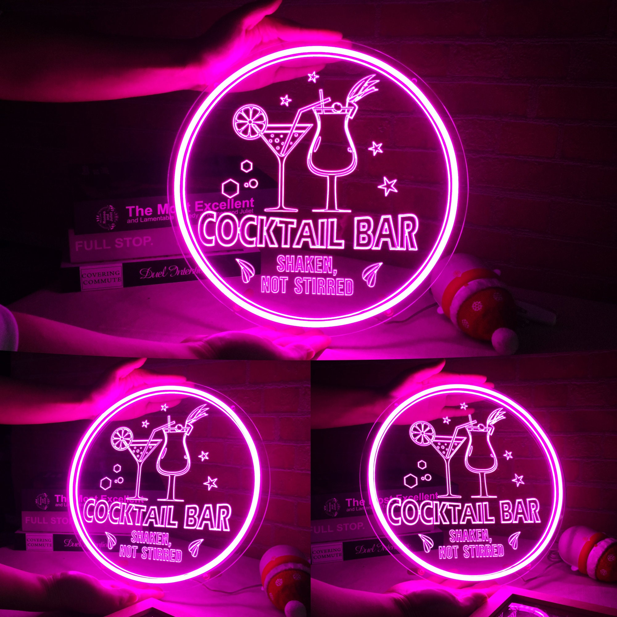 Cocktail Bar Neon Light Sign, Dimmable USB Powered 12 Round Neon ...