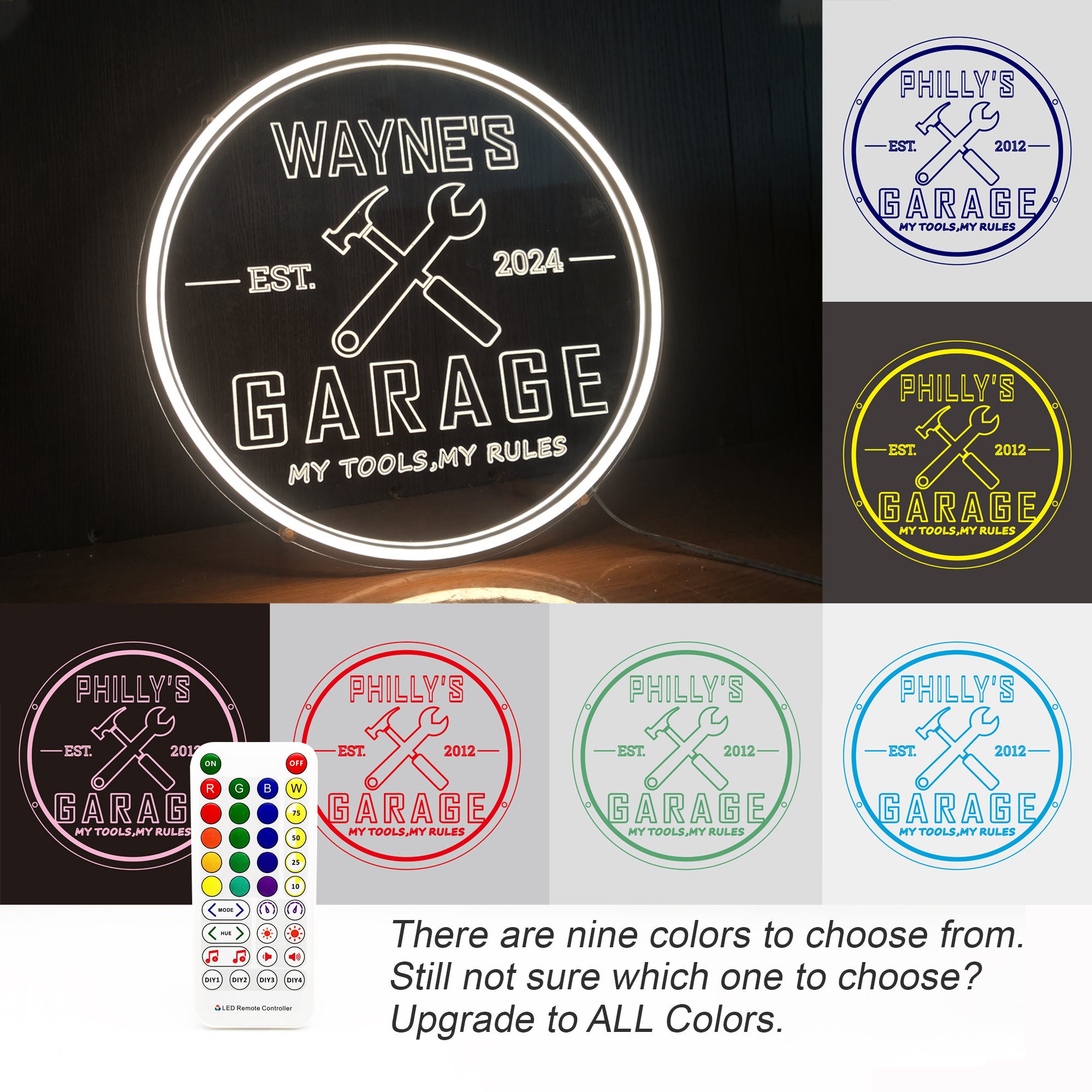 Custom Neon Garage Signs, Personalized Light up Garage Signs for Men ...