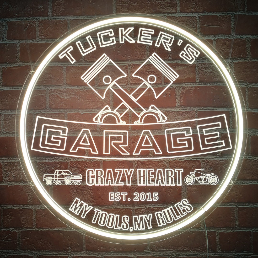 Custom Garage Neon Signs, Personalized Garage Light up Signs, Garage ...