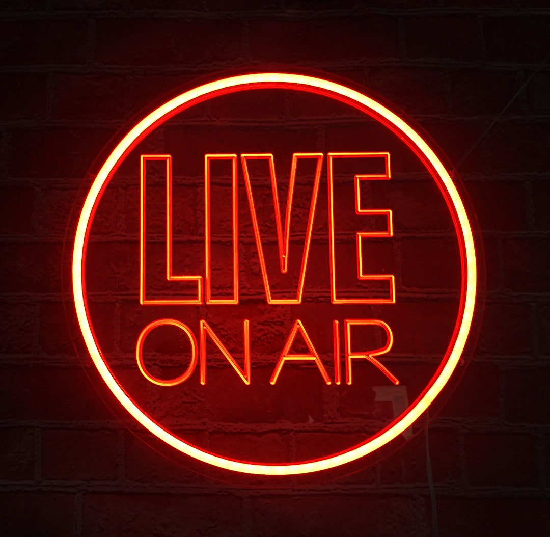Live on Air Neon Sign, USB Powered on Air Light Sign, Dimmable Wall Décor Round Live Streaming ...