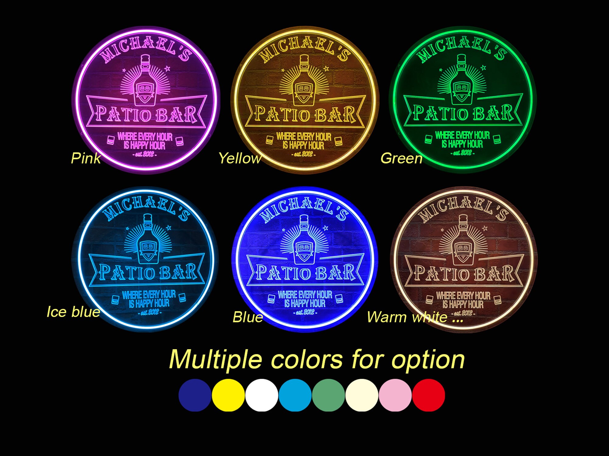 Custom Whiskey Bar Neon Sign, Personalized Whiskey Bar Light up Sign ...