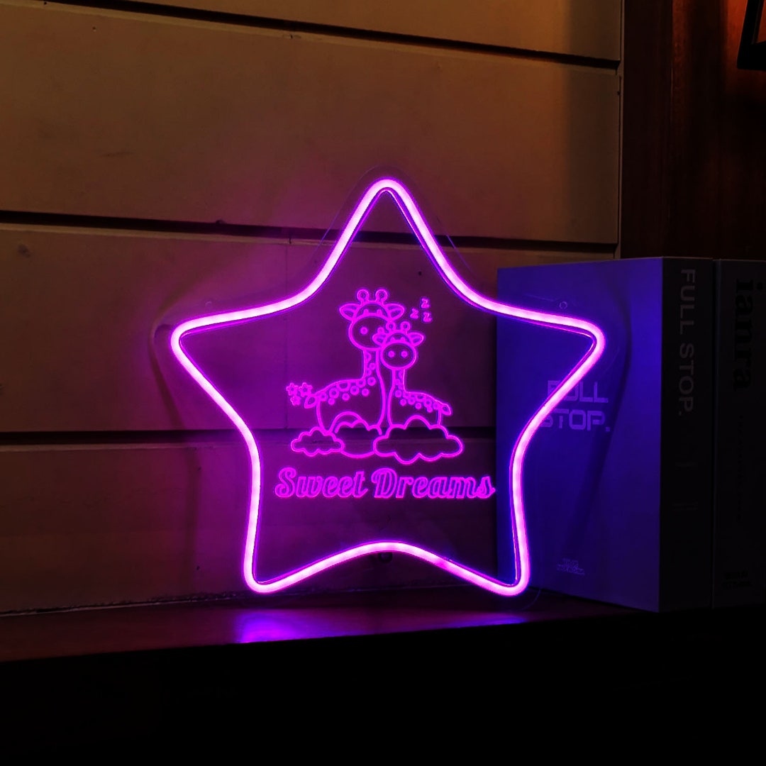 Sweet Dreams Star Neon Sign, Neon Sweet Dreams LED Sign, Dreams Light ...