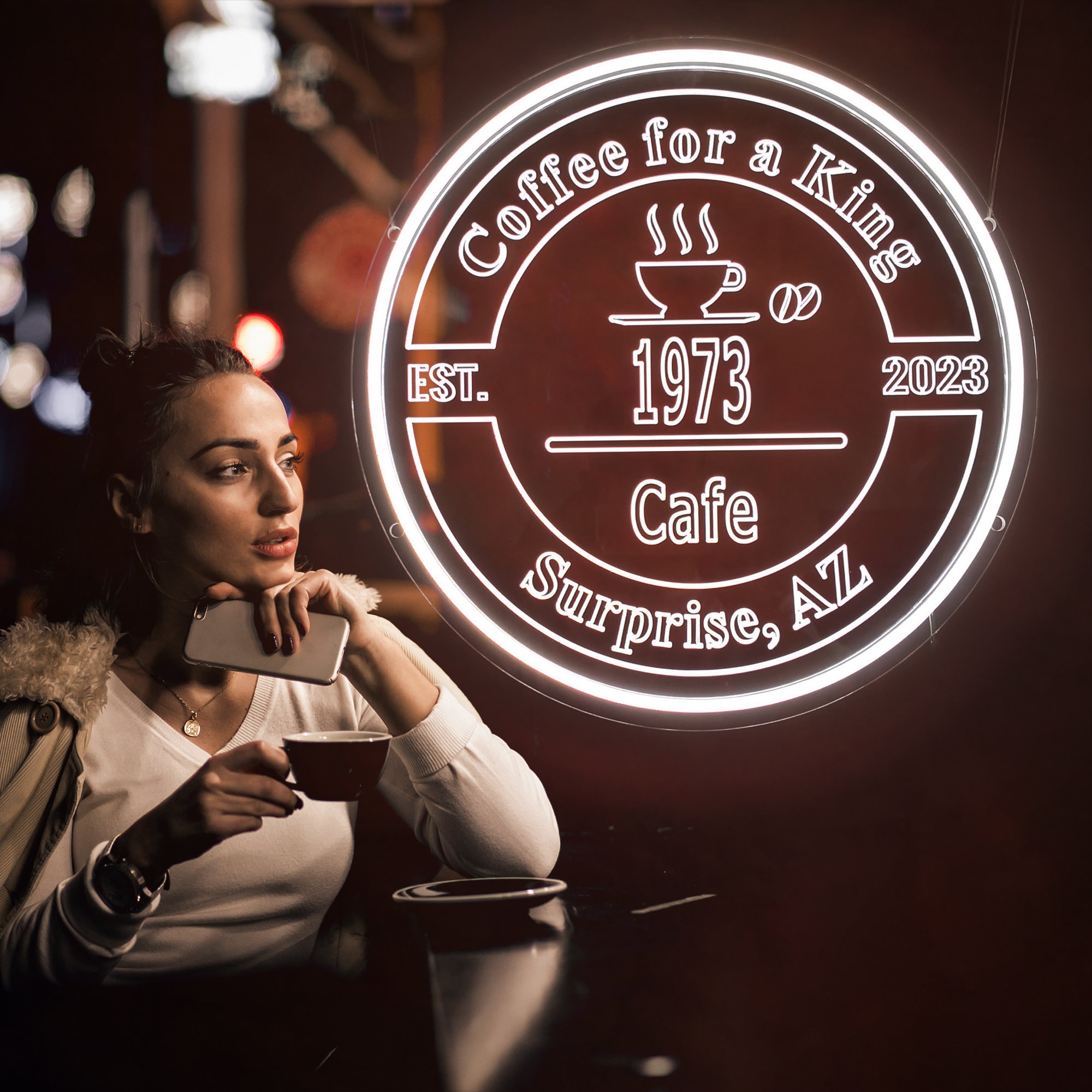 Custom Name Coffee Bar Neon Sign, Personalized Cafe Wall Décor Neon ...