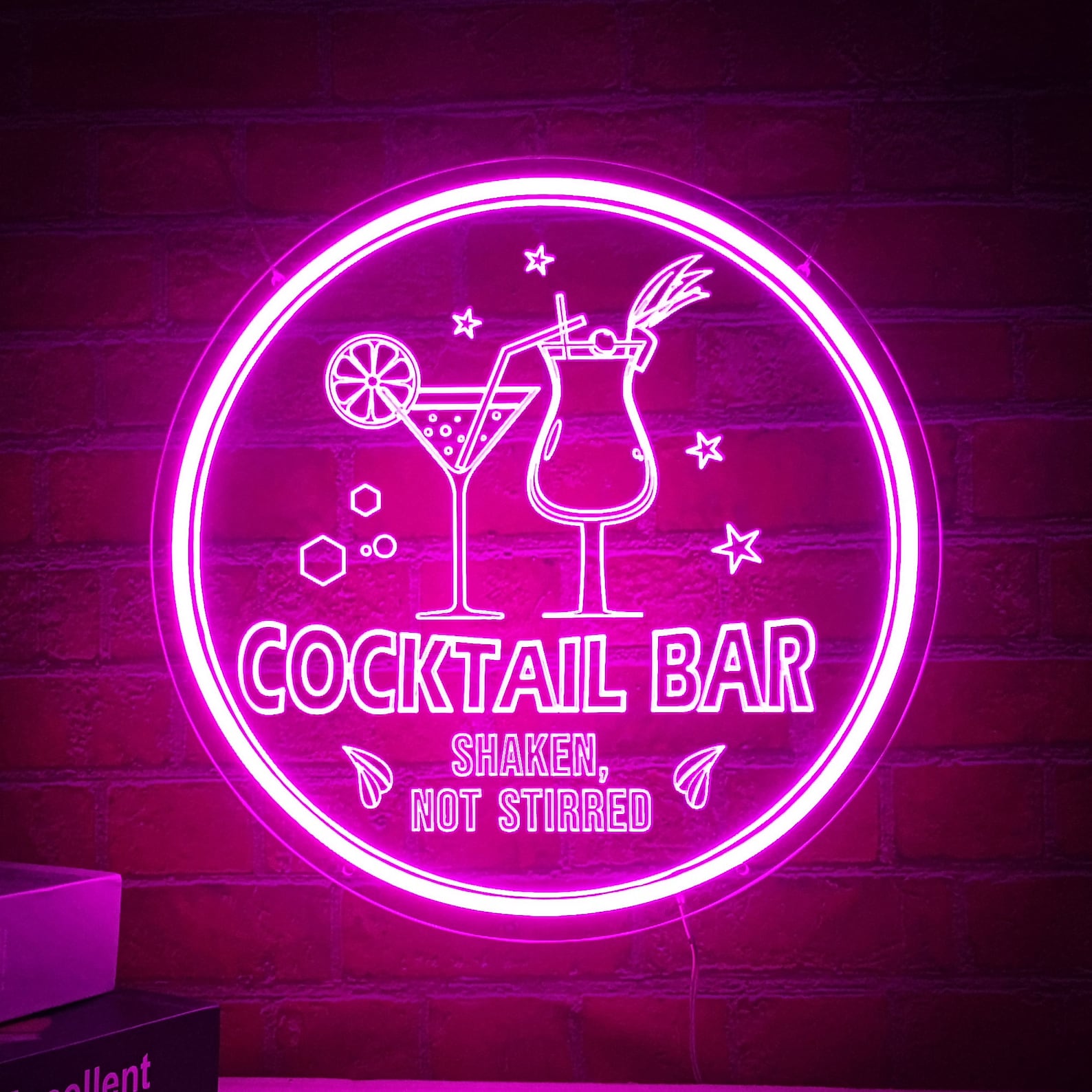 Cocktail Bar Neon Light Sign, Dimmable USB Powered 12 Round Neon ...