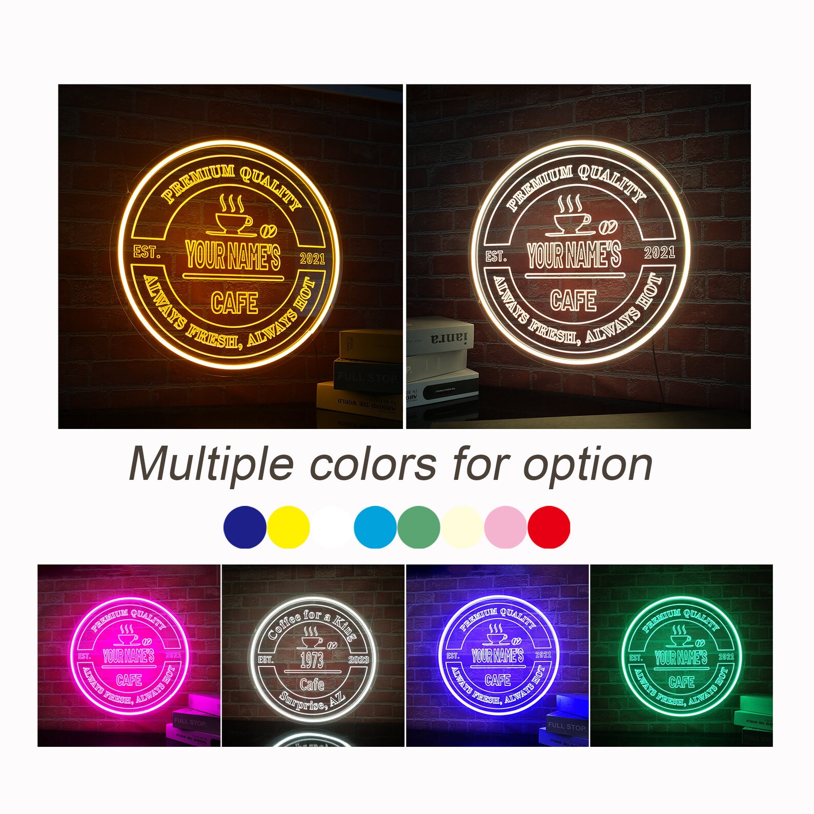 Custom Name Coffee Bar Neon Sign, Personalized Cafe Wall Décor Neon ...