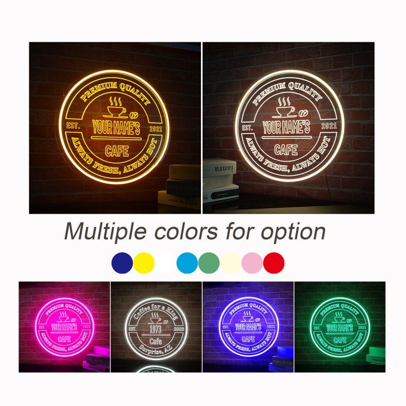 Custom Name Coffee Bar Neon Sign, Personalized Cafe Wall Décor Neon ...
