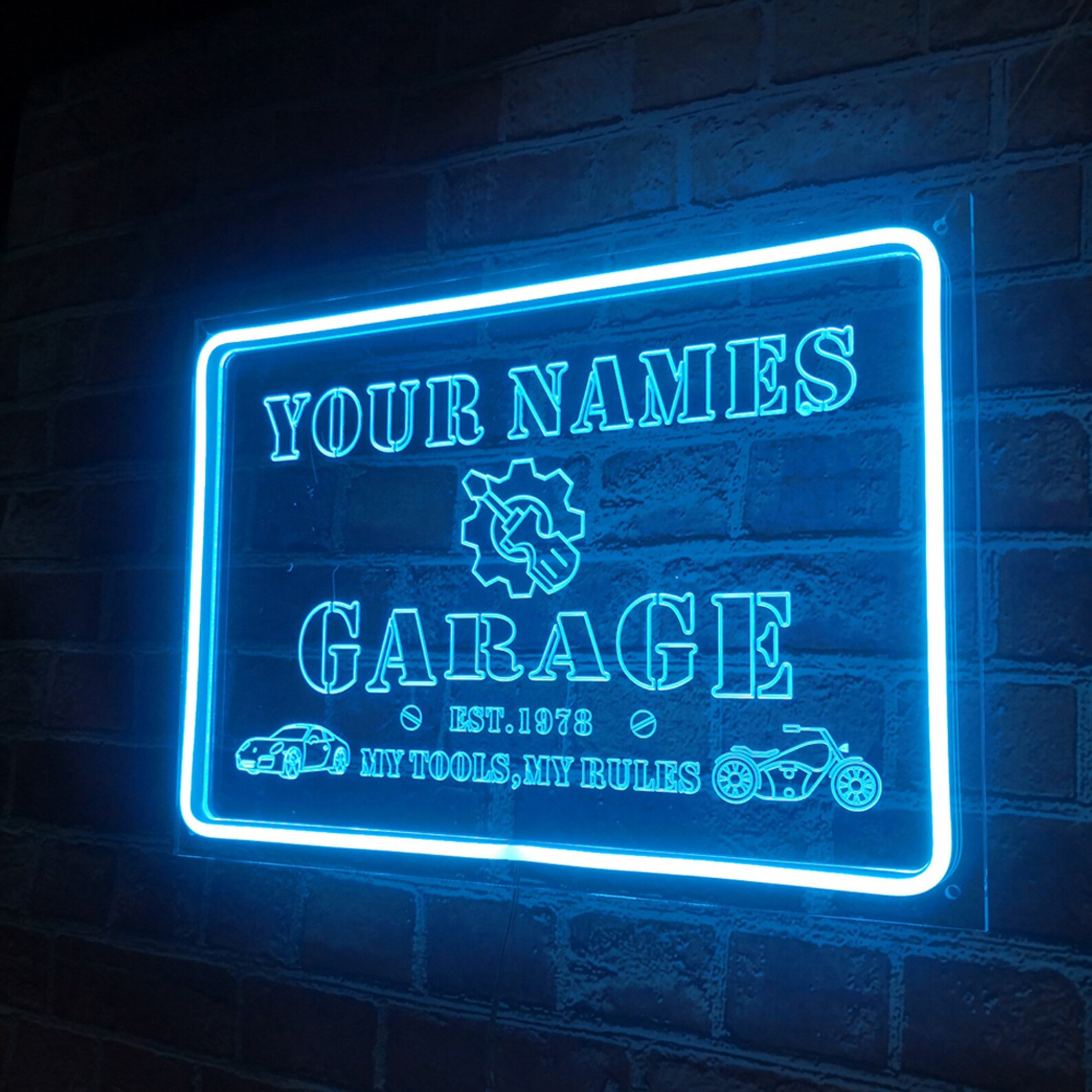 Personalized Neon Garage Signs, Custom Name Garage LED Light up Neon ...