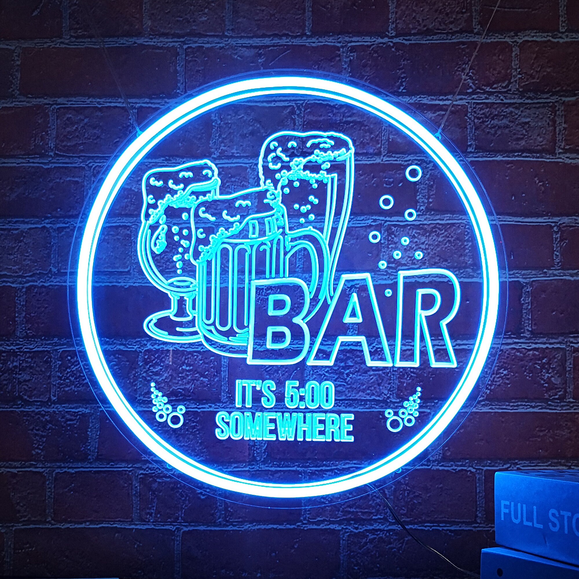 Neon Beer Bar Sign, Dimmable USB Powered 12 Round Neon Beer LED Light ...