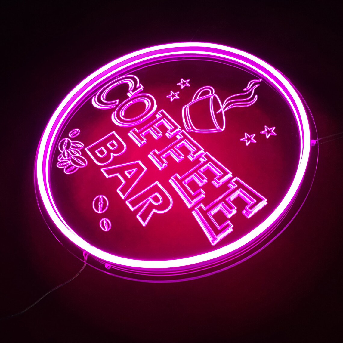 Coffee Bar Neon Sign, Dimmable USB Powered 12 Round Wall Decor Neon ...