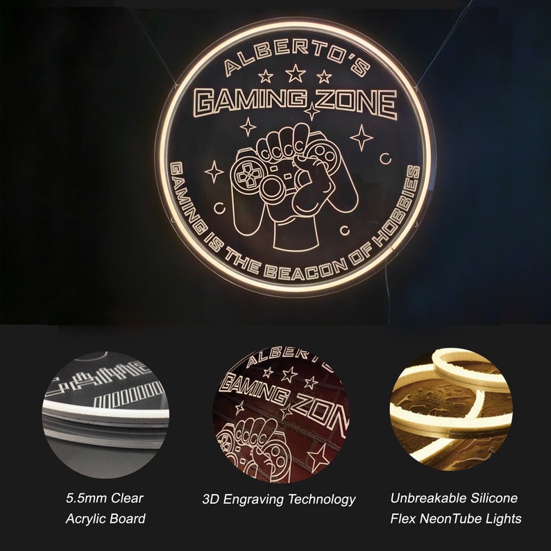 Personalized Neon Gaming Room Signwall Decor Custom Game Room - Etsy