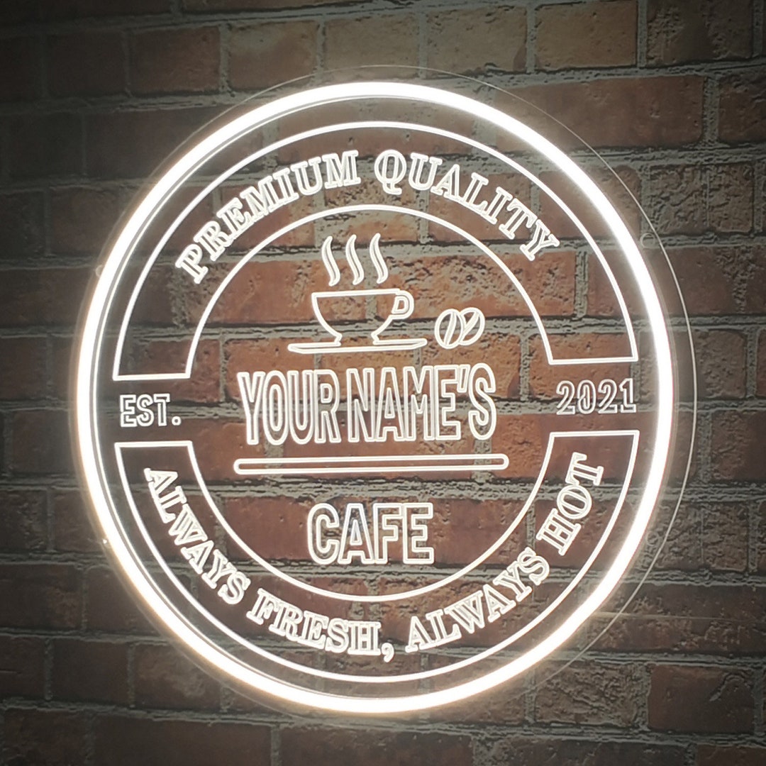 Custom Name Coffee Bar Neon Sign, Personalized Cafe Wall Décor Neon ...