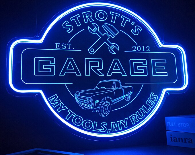 Garage Signcustom Neon Garage Signs, Personalized Light up Garage Signs ...