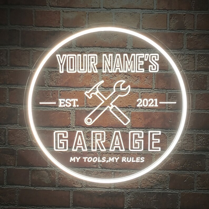 Custom Neon Garage Signs, Personalized Light up Garage Signs for Men ...