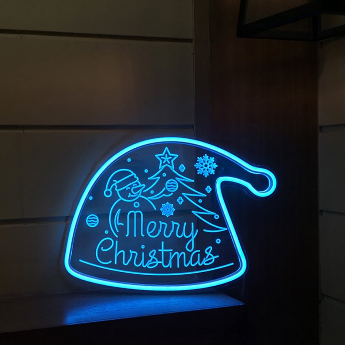 Merry Christmas Neon Sign, Dimmable USB Powered Christmas Hat Shaped ...