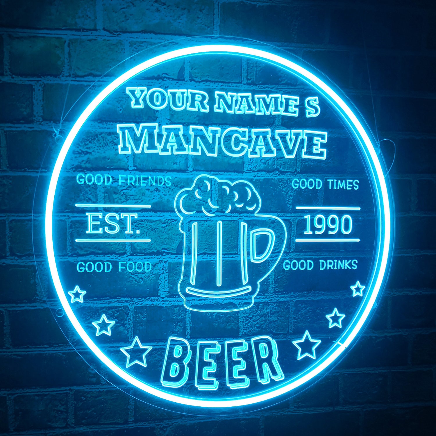 Custom Man Cave Neon Barsign, Personalize Man Cave LED Neon Light Sign ...