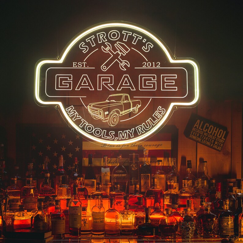 Garage Signcustom Neon Garage Signs, Personalized Light up Garage Signs ...