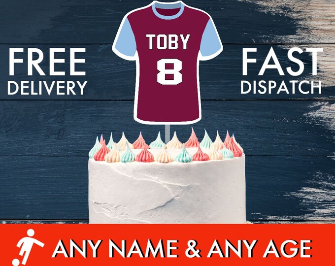 Personalised Football Shirt Cake Topper, Team From Aston, Other FC Are ...